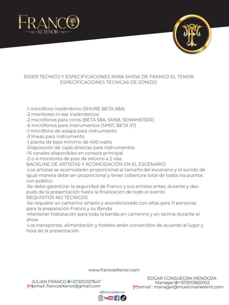 Rider Tecnico Franco El Tenor | PDF