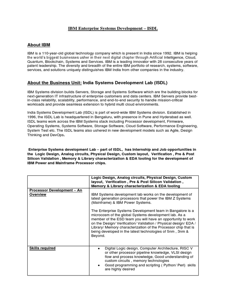 ISDL Hardware Engineer JD - 2024 | PDF | Ibm | Cloud Computing