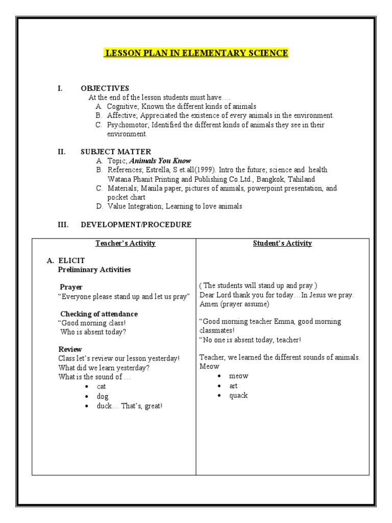 7 E's Detailed LESSON PLAN in SCIENCE | PDF | Prayer | Chicken