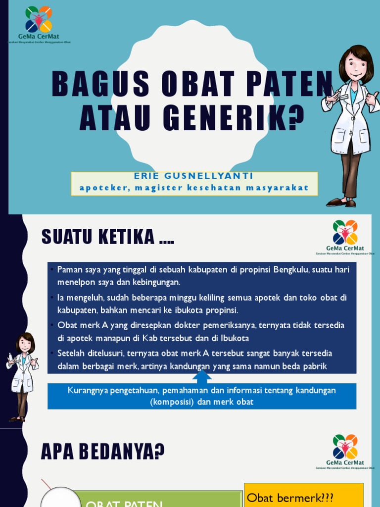 Bagus Obat Paten Atau Generik Oleh Erie Gusnellyanti Slidenya | PDF