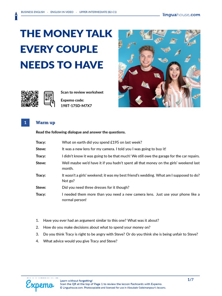 The Money Talk Every Couple Needs To Have British English Teacher | PDF ...