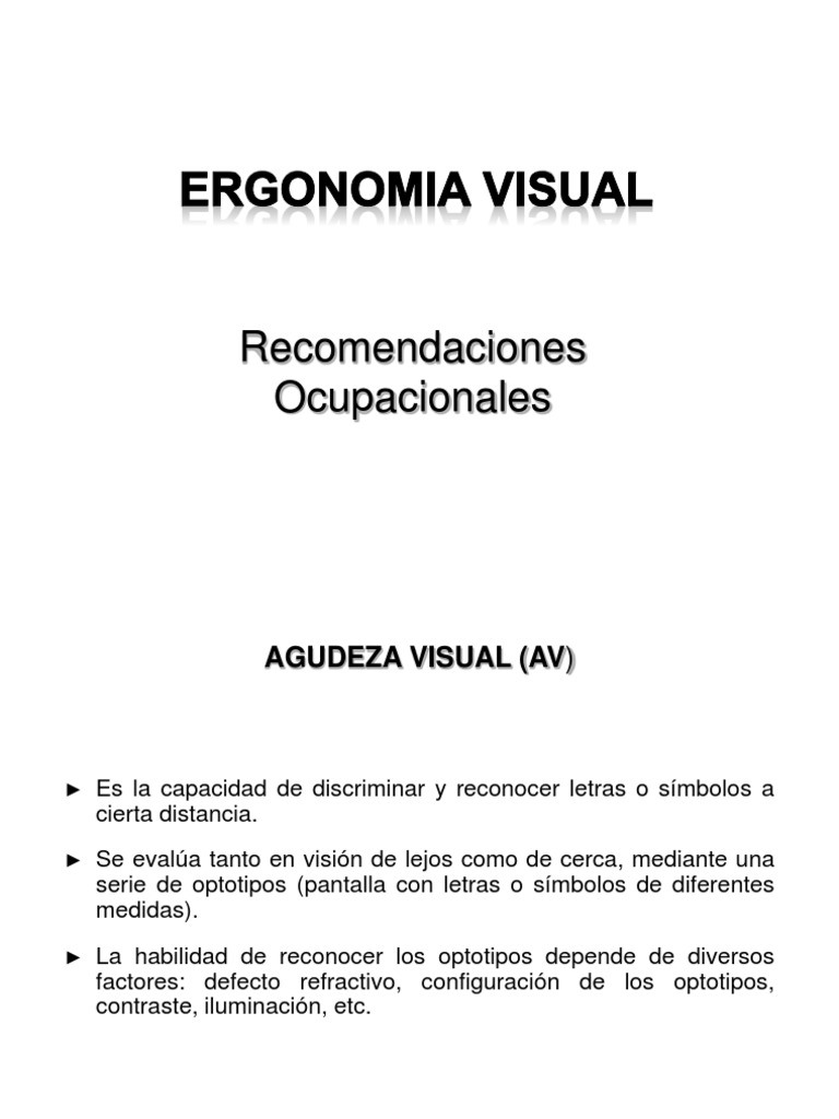 Ergonomia Visual | PDF | Ojo humano | Lentes