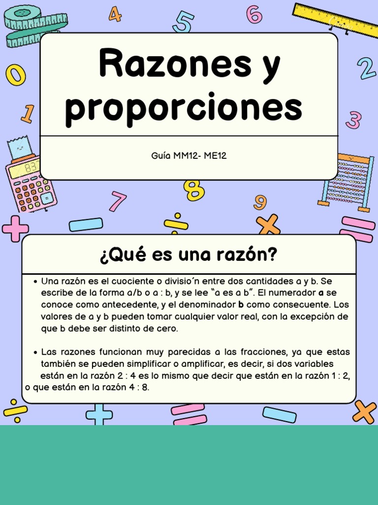 Razones y Proporciones | PDF | Matemáticas | Objetos matemáticos