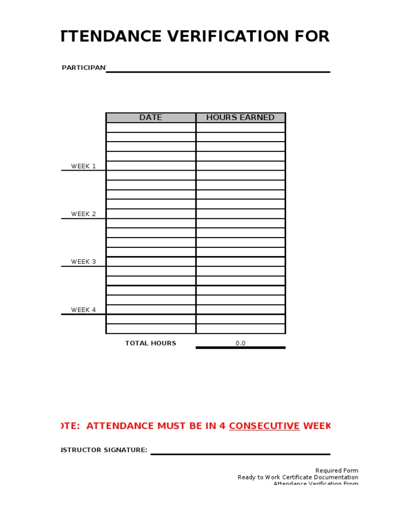 Attendance Verification Form | PDF