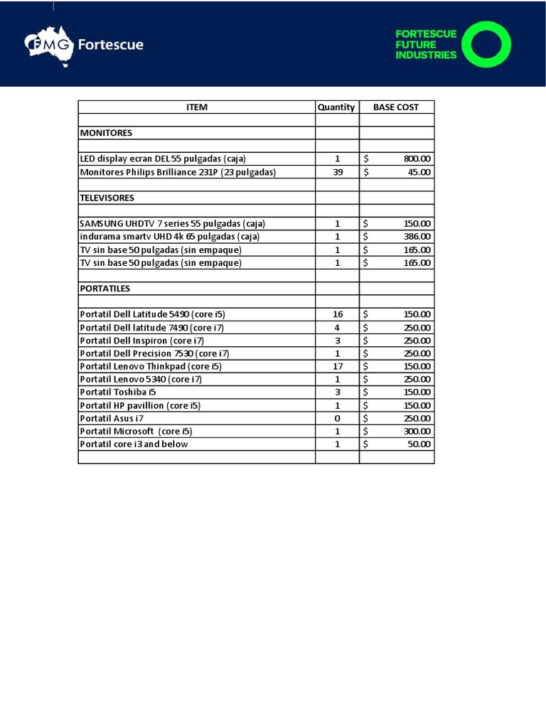 SUBASTA Listado de Items | PDF | Informática | Bienes manufacturados