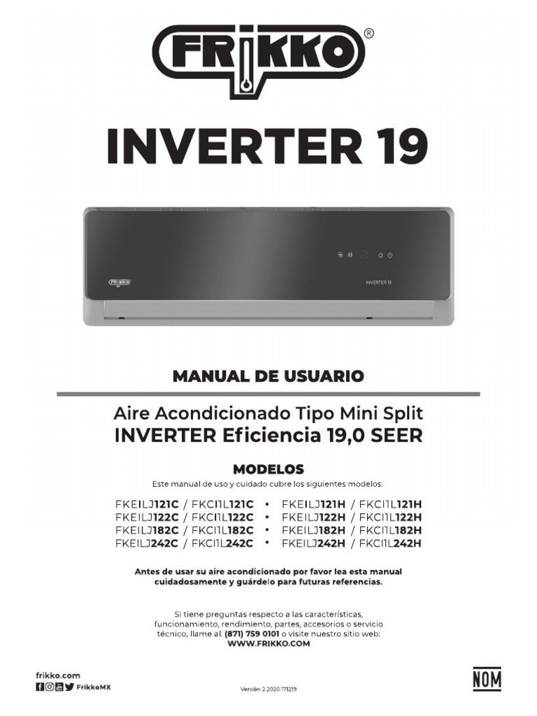Manual de Usuario Inverter 19 2020 | PDF | Aire acondicionado | Incendios