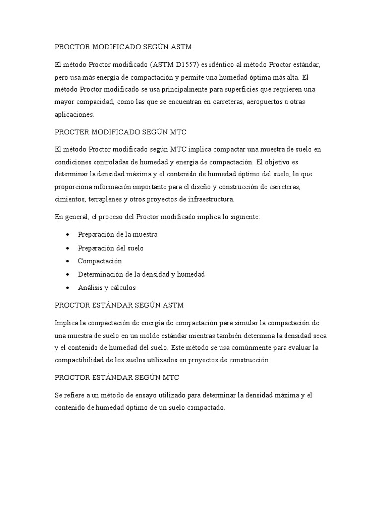 Proctor Modificado Según Astm | PDF