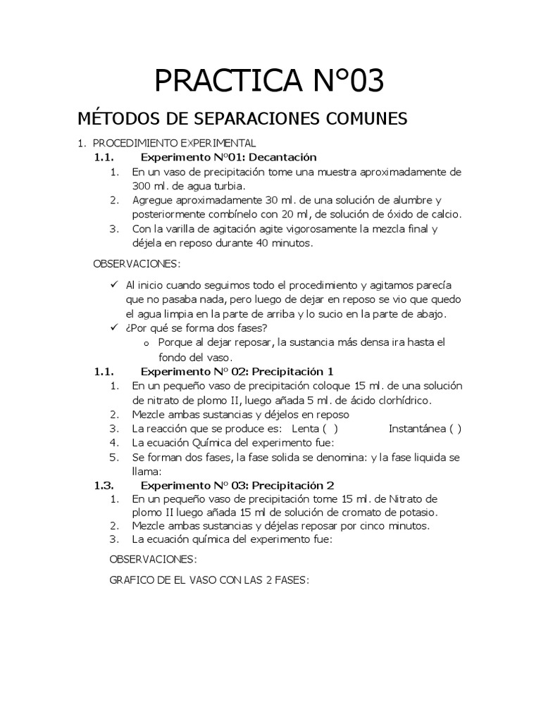 Practica 03 | PDF | Precipitación (Química) | Filtración