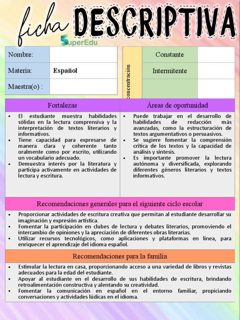 Fichas Descriptivas - 6° de Primaria | PDF | Entorno natural | Geografía