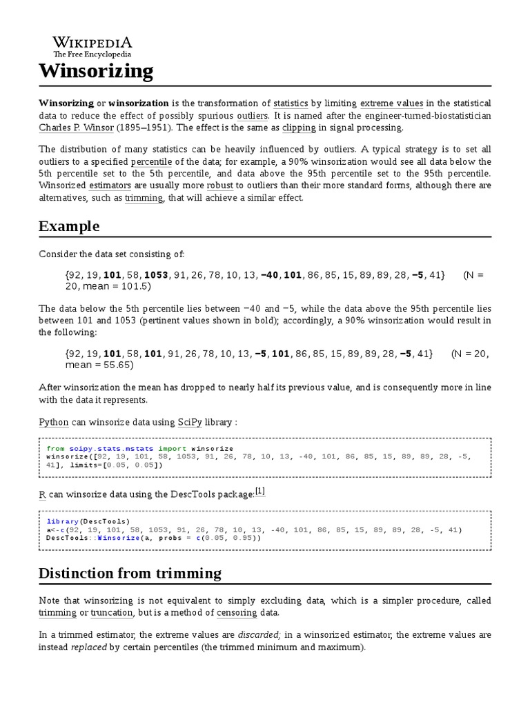 Winsorizing | PDF | Computer Data | Probability And Statistics