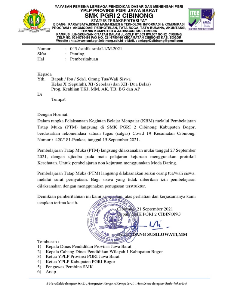 Surat Pemberitahuan | PDF