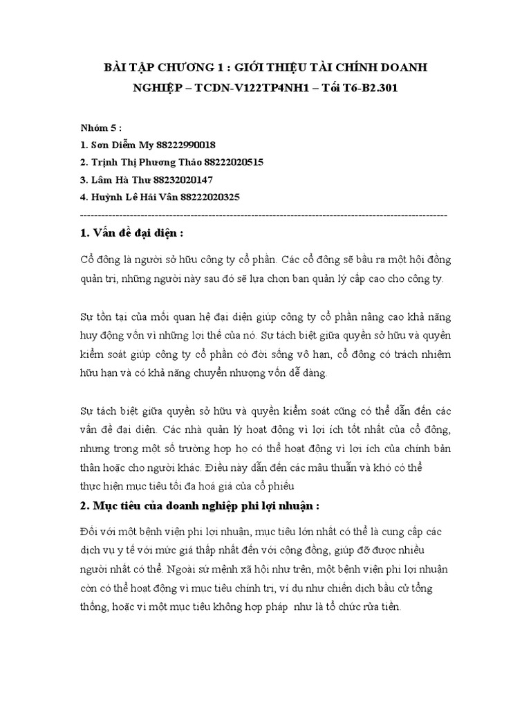 BT Chương 1 TCDN - Nhóm 5 | PDF