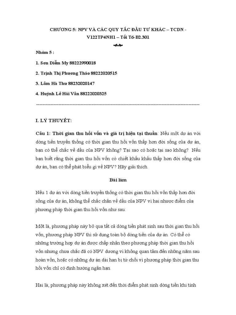 BT Chương 5 TCDN - Nhóm 5 | PDF