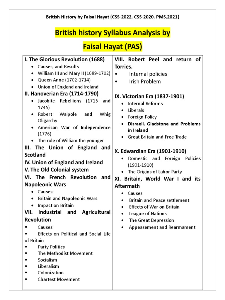 British History Syllabus Analysis | PDF | United Kingdom Of Great ...