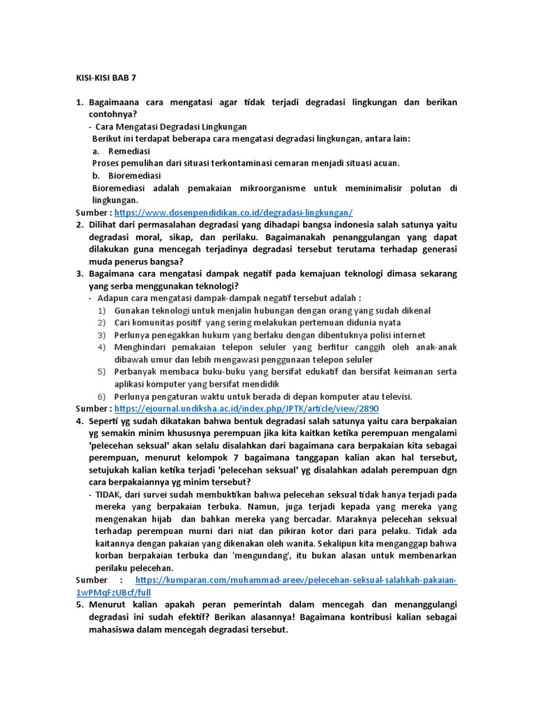 Kisi Kisi Bab 7 PKN | PDF