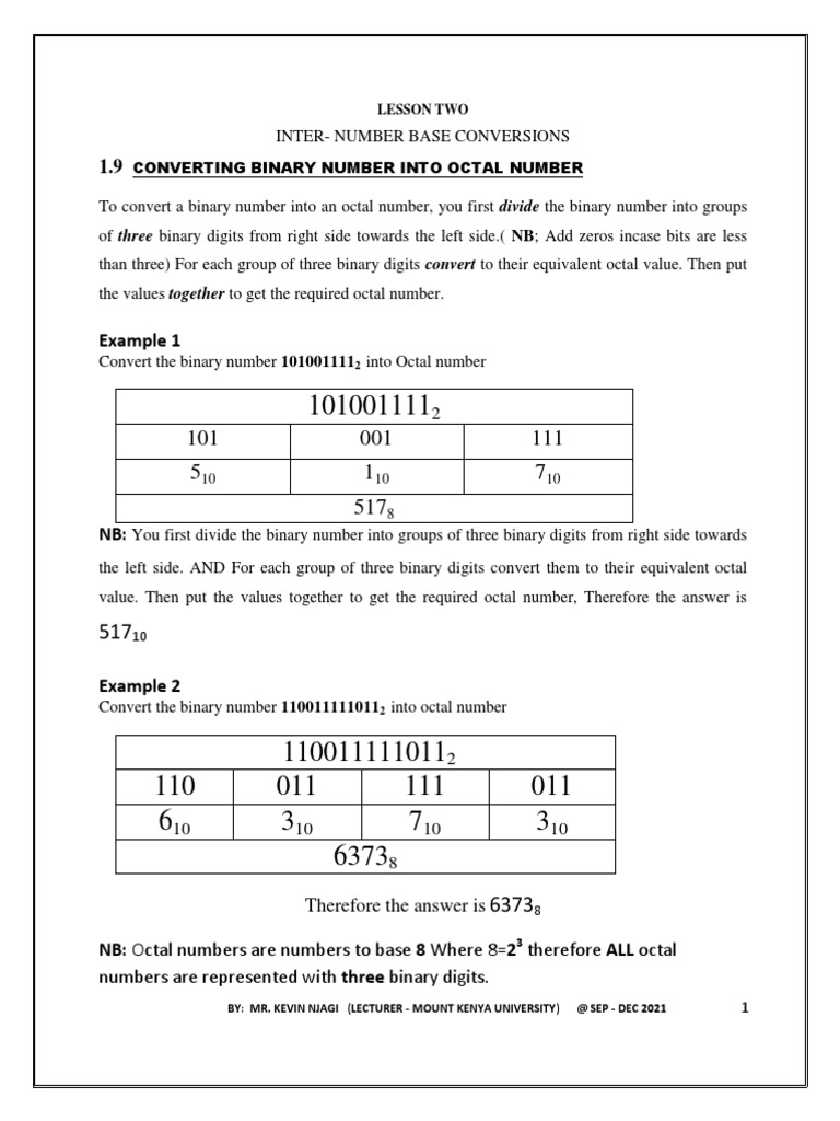 Lesson 2 Number Base Conversion | PDF | Theory Of Computation | Computer Engineering
