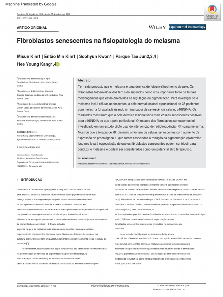 3 - Senescent Fibroblasts in Melasma Pathophysiology | PDF | Pele ...