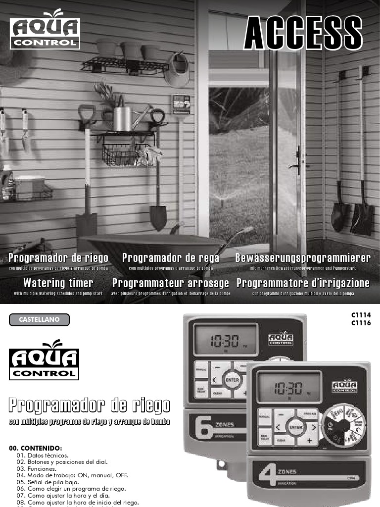 Manual de Instrucciones Del Programador Aqua Control C1114 o C1116 | PDF