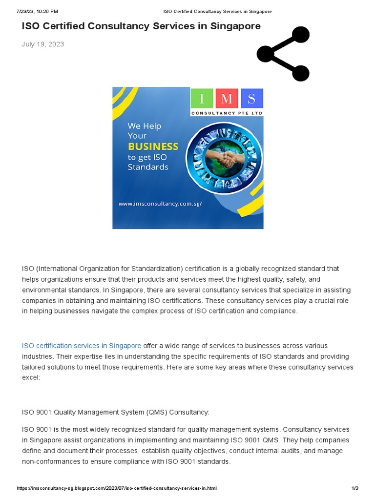 ISO Consultancy Services in Singapore | PDF | Quality Management System ...