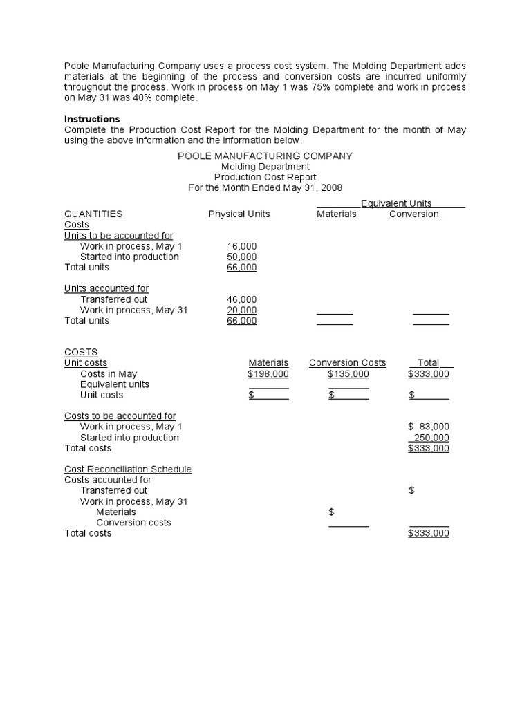 Process Costing Question | PDF