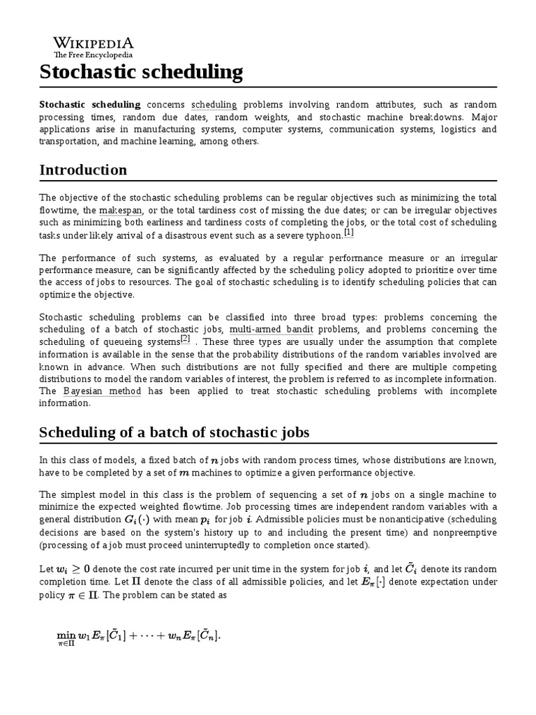 Stochastic Scheduling | PDF | Applied Mathematics | Probability Theory Stochastic Scheduling | PDF | Applied Mathematics | Probability Theory