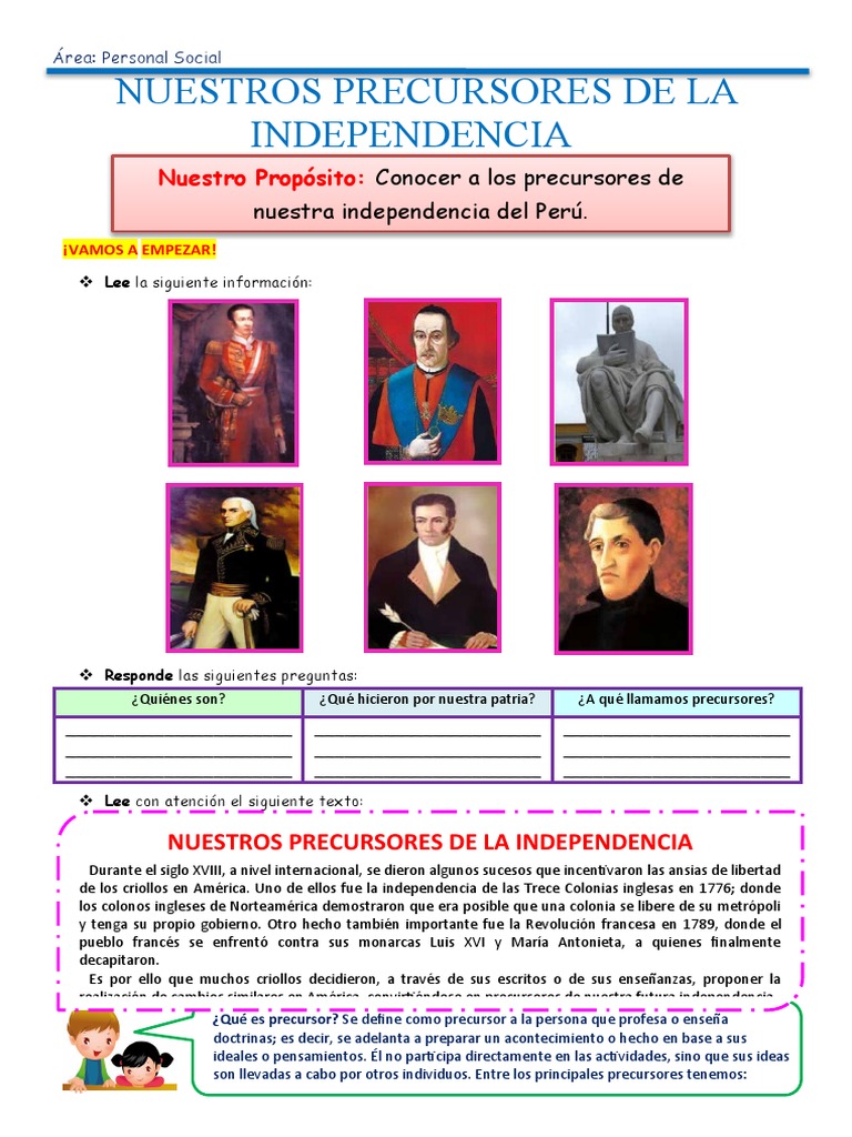 Ficha 04nuestros Precursores de La Independencia | PDF | Perú | América del Sur