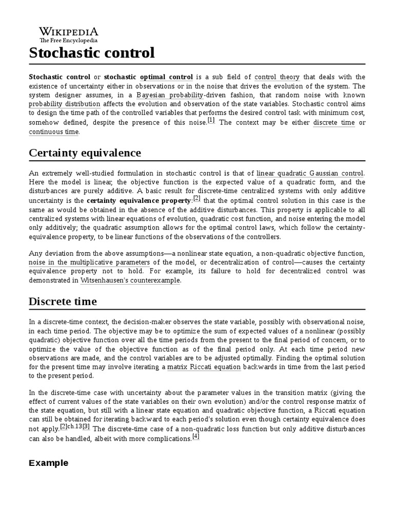Stochastic Control | PDF | Applied Mathematics | Mathematics