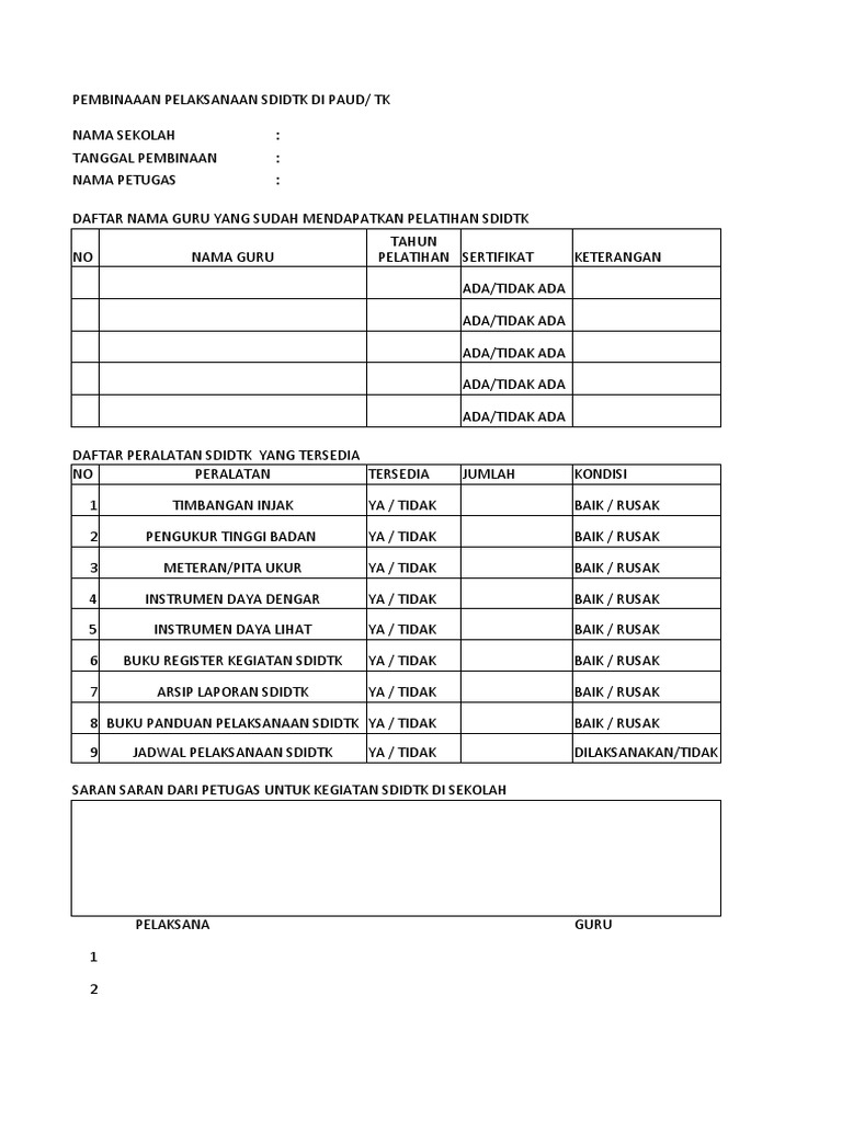 Form Pembinaan Sdidtk | PDF