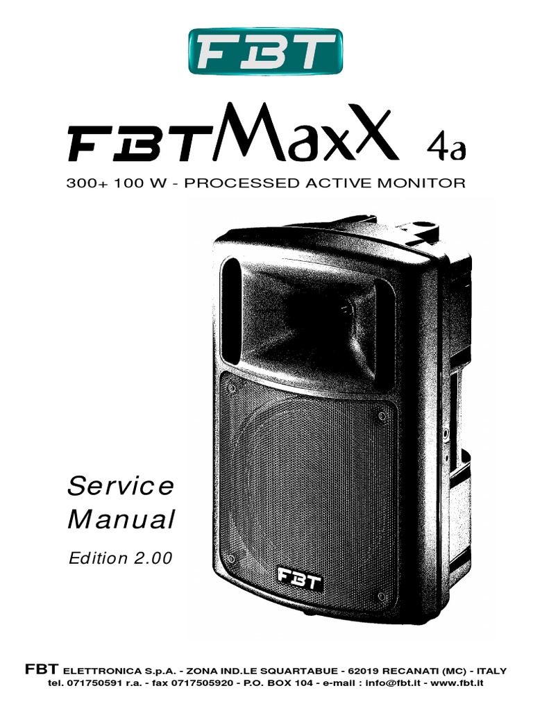 MAX 4A FBT - Service - Manual - 200 | PDF | Equalization (Audio) | Loudspeaker
