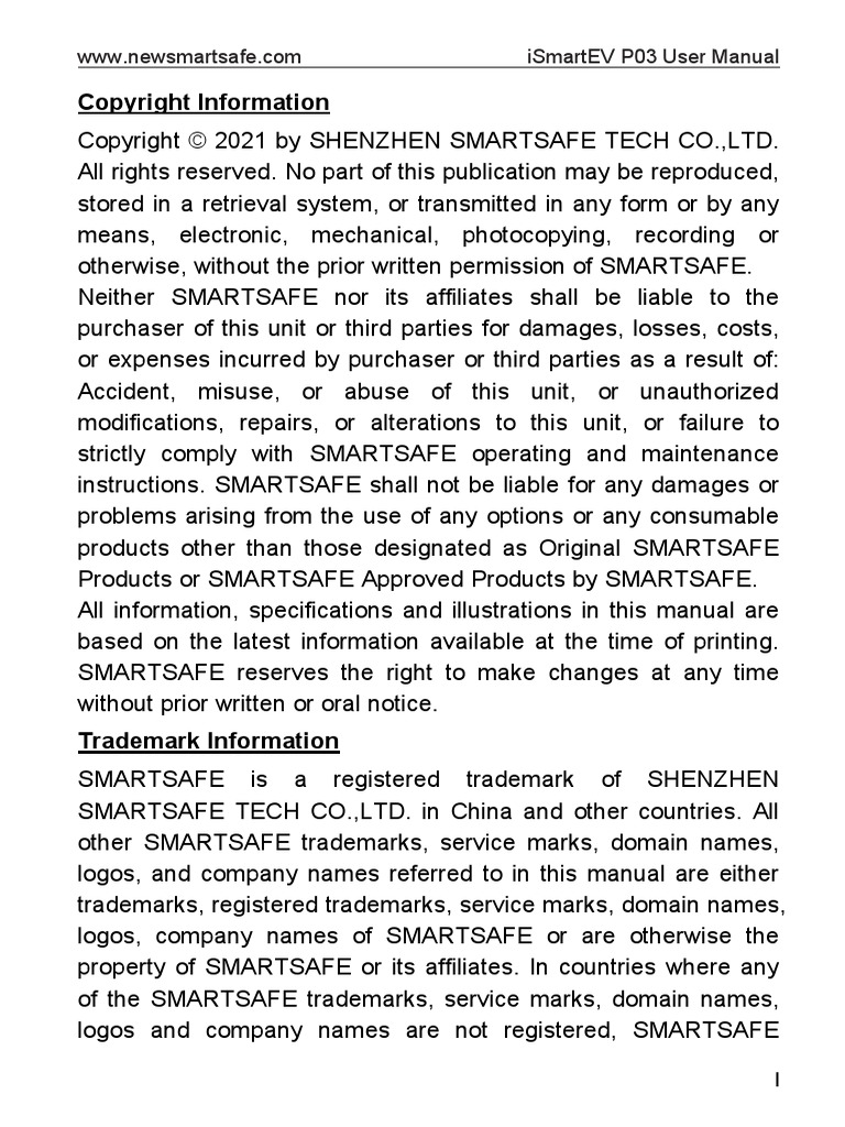 SmartSafe ISmartEV P03 Electric Vehicle Integrated Detector User's Manual | Download Free PDF ...