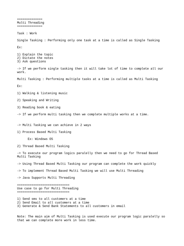 7.multi Threading Notes | PDF | Method (Computer Programming) | Class ... 7.multi Threading Notes | PDF | Method (Computer Programming) | Class ...