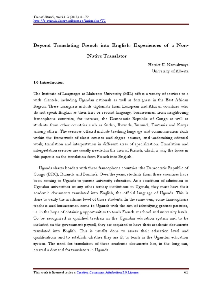 Beyond Translating French Into English Experiences | PDF | Translations | Knowledge