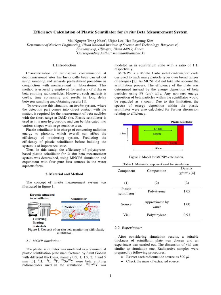 Efficiency Calculation of Plastic Scintillator | PDF | Radioactive Decay | Physical Sciences