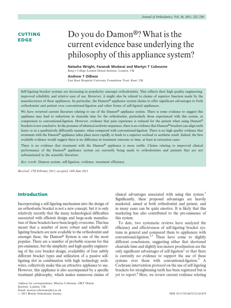 Damon Artigo | PDF | Orthodontics | Dentistry Branches