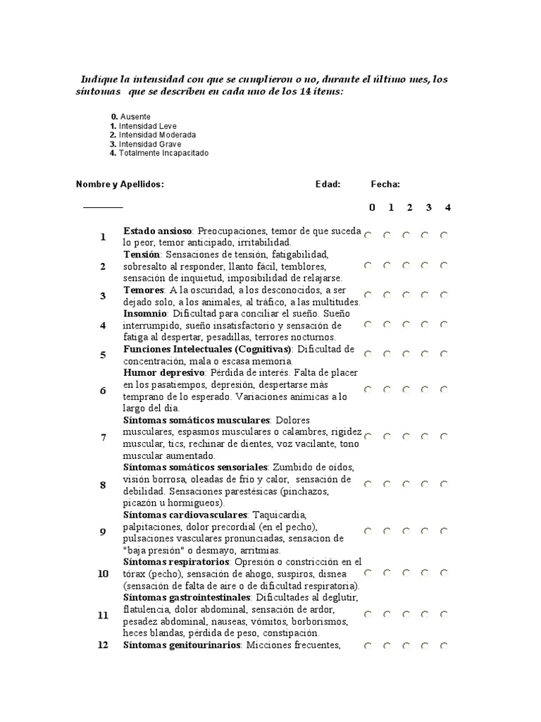 Escala de Ansiedad 2 | PDF | Depresión (estado de ánimo) | Pesadilla