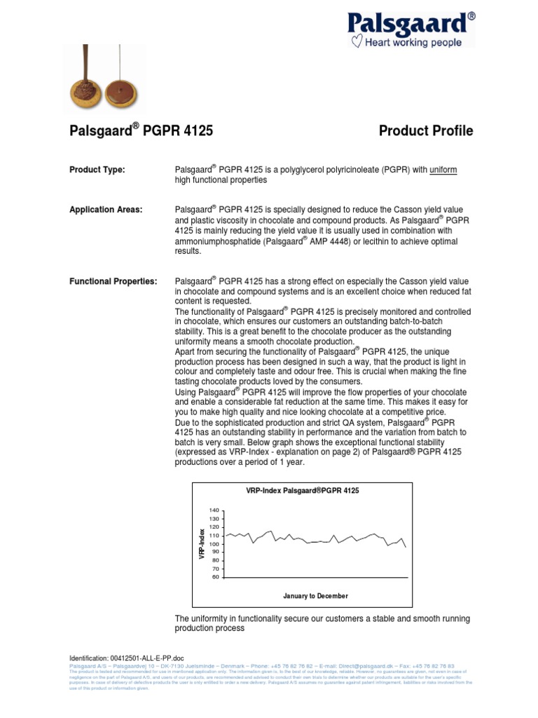 Palsgaard PGPR 4125 | PDF | Viscosity | Chocolate