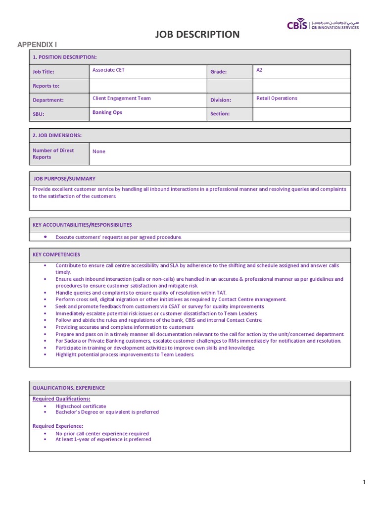 Associate CET - JD | PDF | Call Centre | Customer Satisfaction