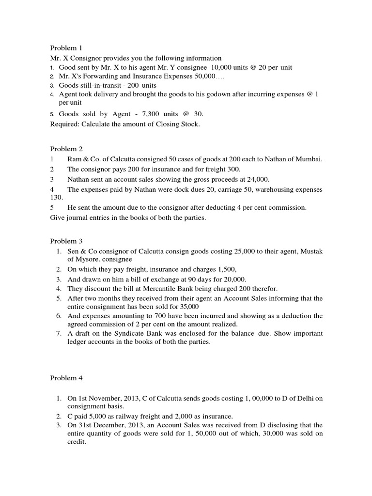 Consignment Class Work | PDF | Expense | Banks