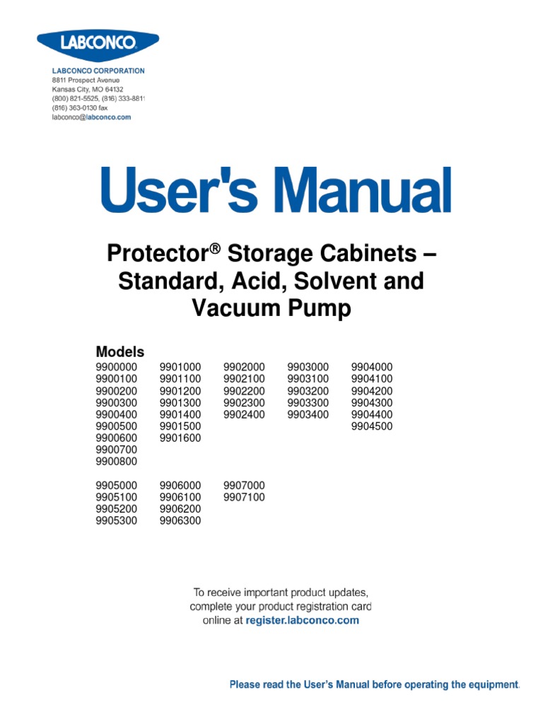 Labconco-9918500 Rev F Protector Storage Cabinets - Standard-Acid ...