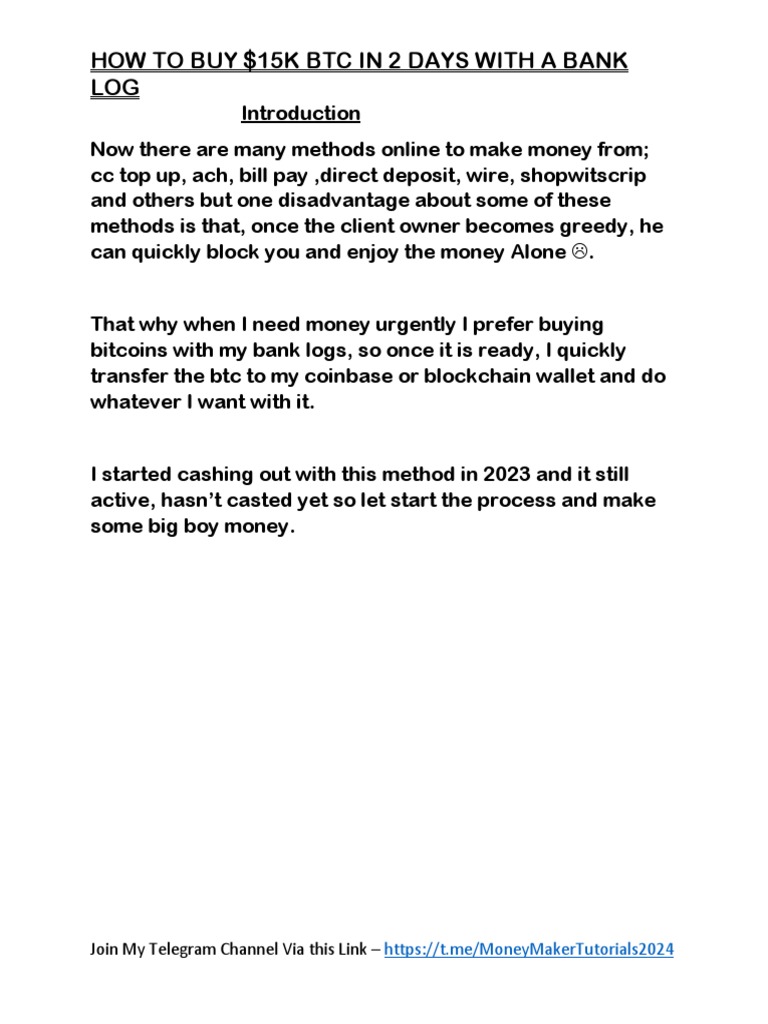How To Buy BTC With Bank Logs | Download Free PDF | Bitcoin | Payments