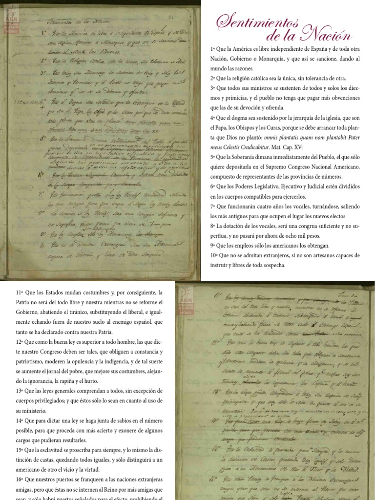 Sentimientos de La Nación - José María Morelos y Pavón | PDF | Gobierno