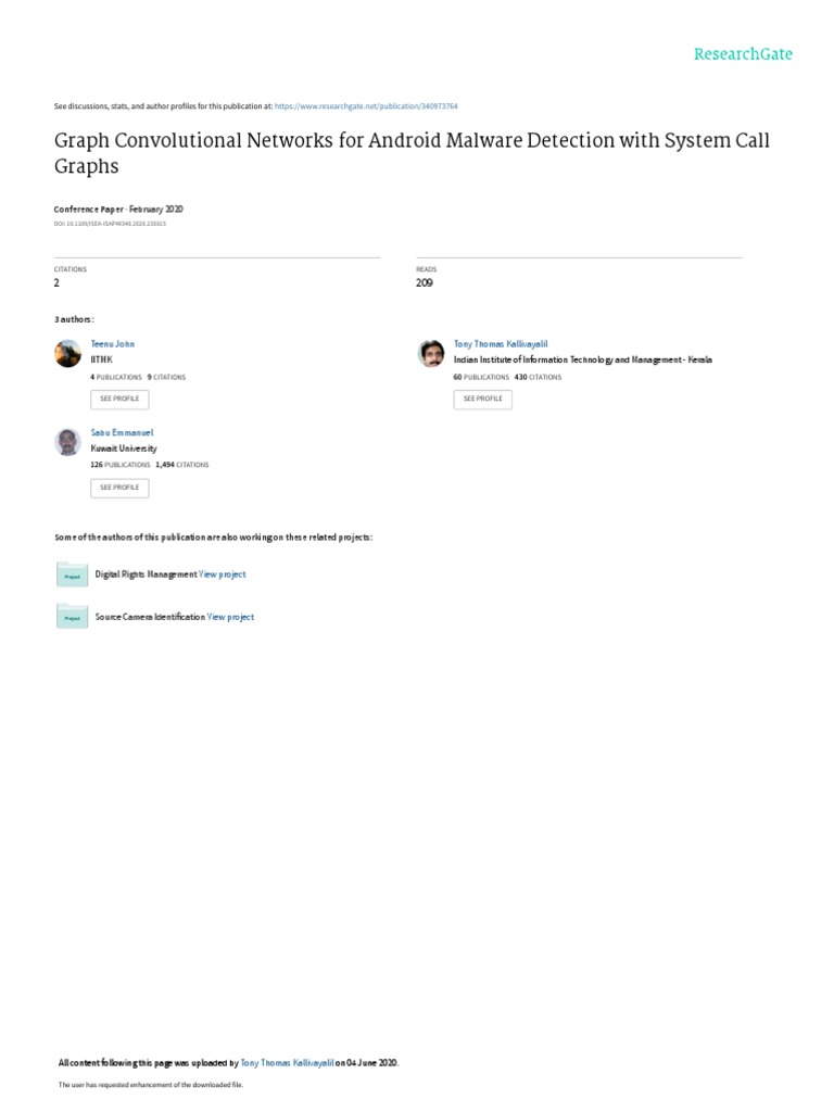 Aph Convolutional Networks For Android Malware Detection With System Call Graphs | PDF | Malware ...