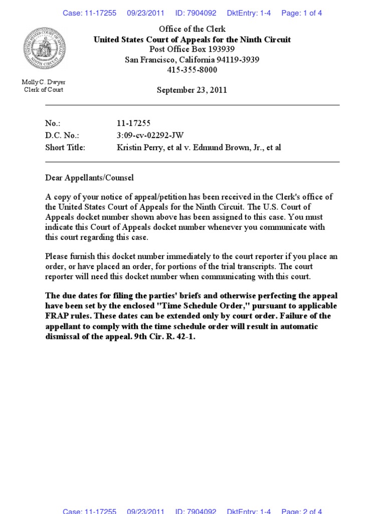Ninth Circuit Appeal Time Schedule | PDF | United States Courts Of ...
