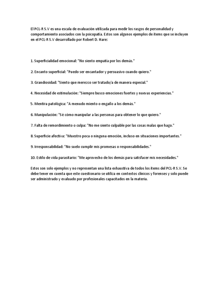 El PCL-SV RESUMEN | PDF