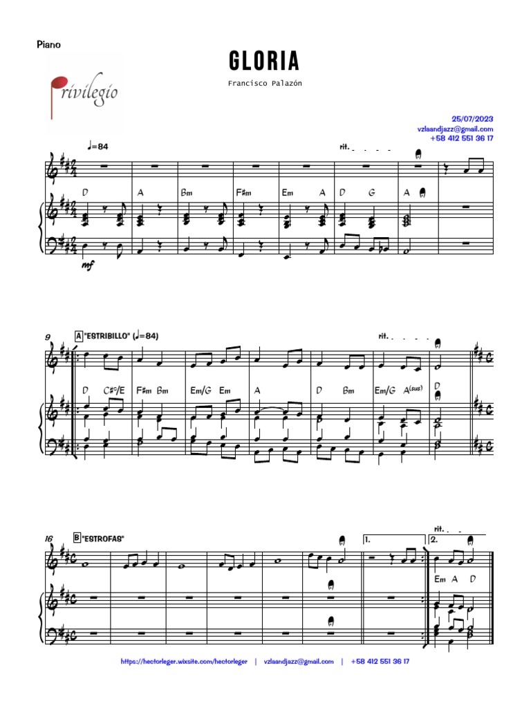 GLORIA - Francisco Palazón - Piano | PDF