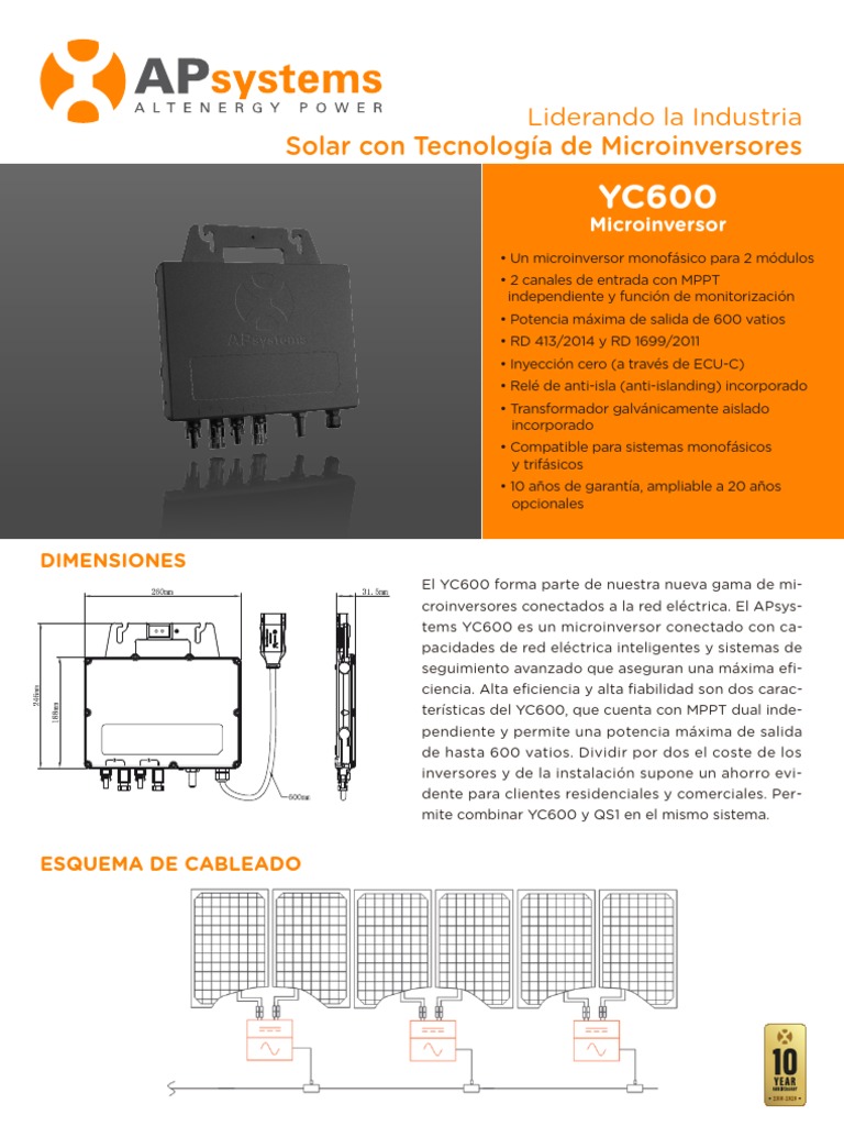 APS YC600 Ficha Tecnica | PDF | Ingenieria Eléctrica | Electricidad de red