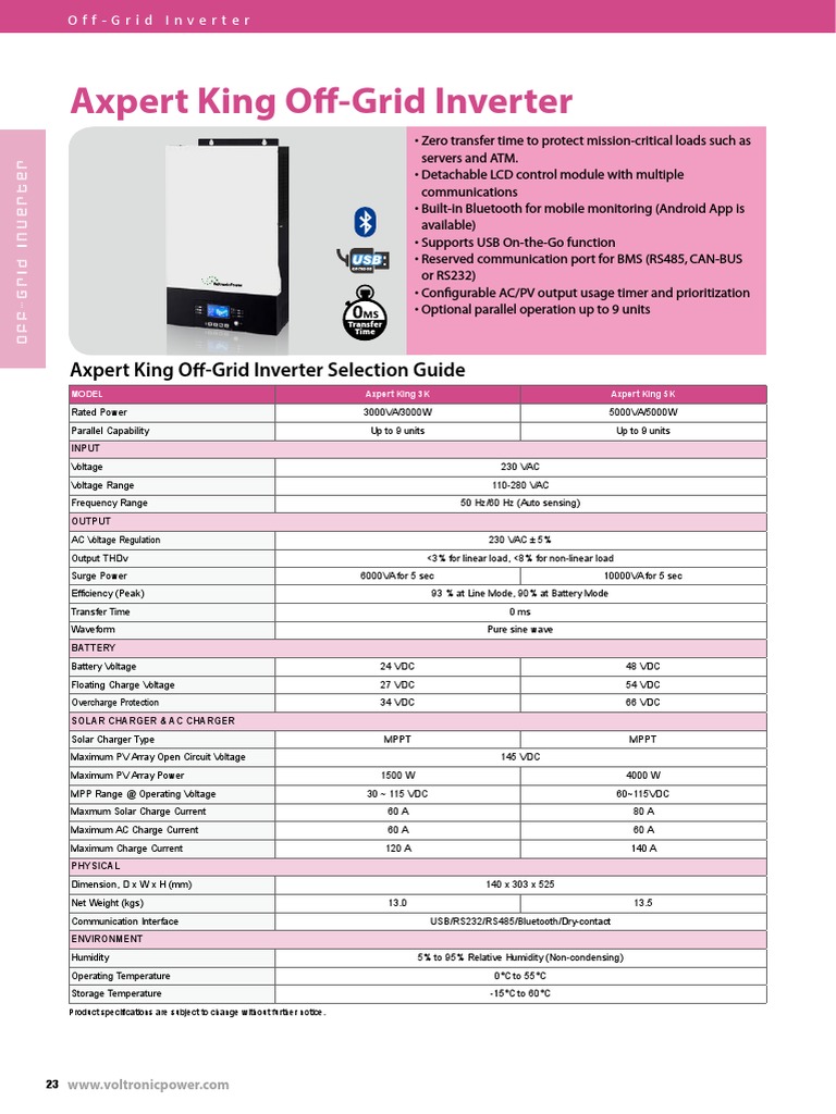 Axpert King DS | PDF | Power Inverter | Alternating Current