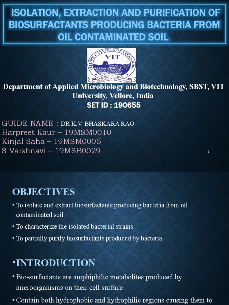 Isolation, Extraction and Purification of Biosurfactants Producing ...