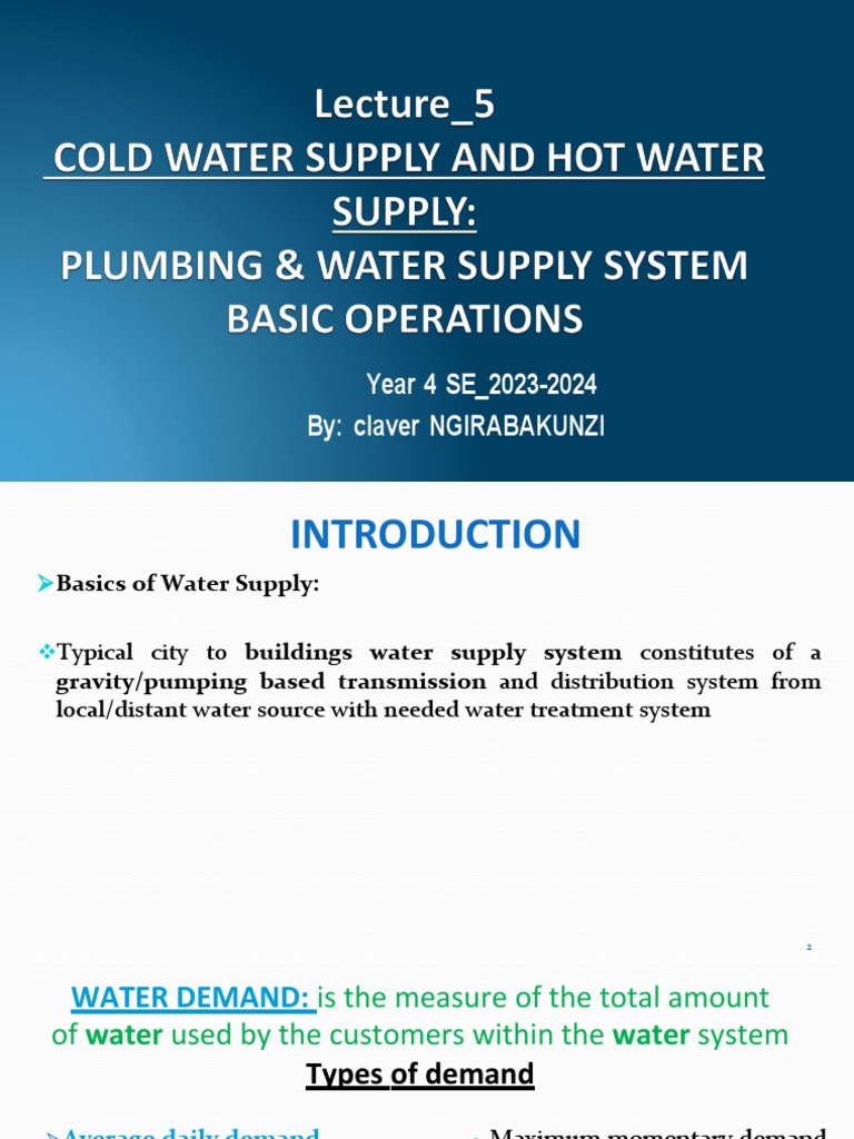 5.lecture 1 - 5 - Cold N Hot Water in Buildings | PDF | Plumbing | Valve