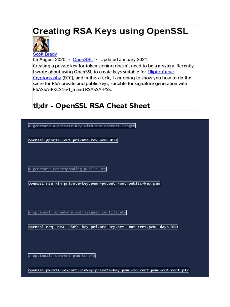 Creating RSA Keys Using OpenSSL | PDF | Public Key Cryptography ... Creating RSA Keys Using OpenSSL | PDF | Public Key Cryptography ...